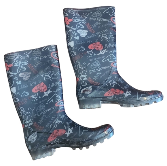 Coach | Shoes | Coach Pixie Poppy Rubber Rain Boots Wellies Size 9 | Poshmark